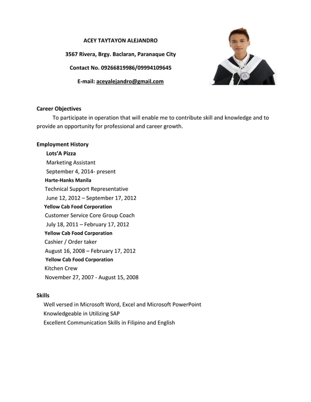 Resume Alejandro, Acey | PDF | Careers