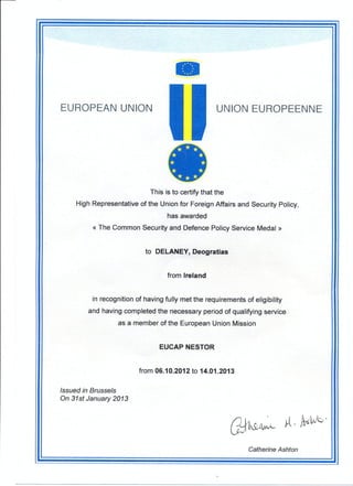 DELANEY-EUCAP NESTOR CERTIFICATE | PDF