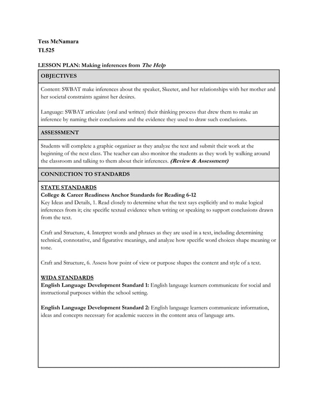 Lesson Plan 1 - Making Inferences | PDF