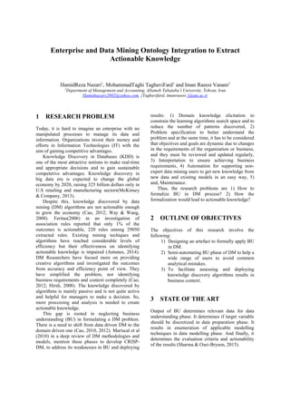 Enterprise and Data Mining Ontology Integration to Extract Actionable Knowledge-Final | PDF