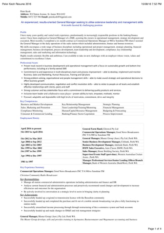 Peter Keoh Resume 2016 | PDF