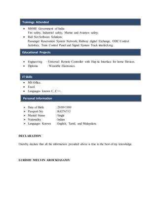 LURDHU MELVIN AROCKIASAMY (Cv) (1) | PDF