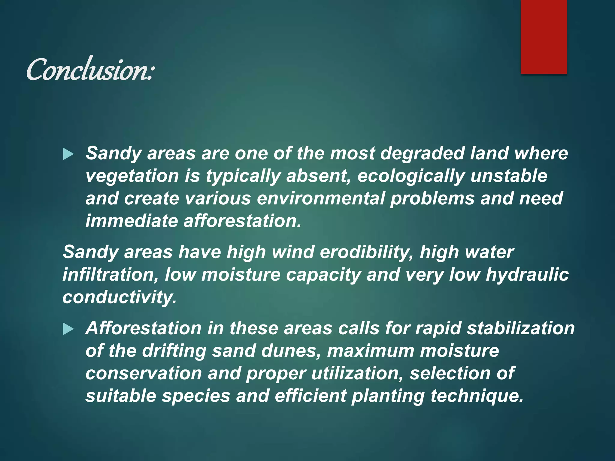 Afforestation on sandy areas | PPTX