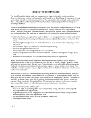 Cost Cutting Strategies | PDF