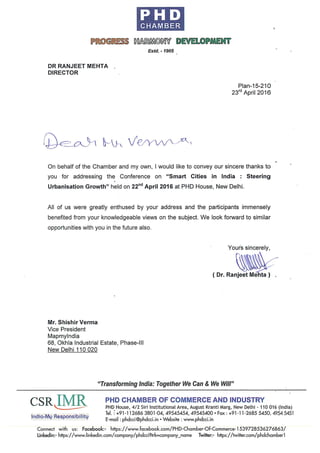 Letter of Appreciation PHD Chamber | PDF