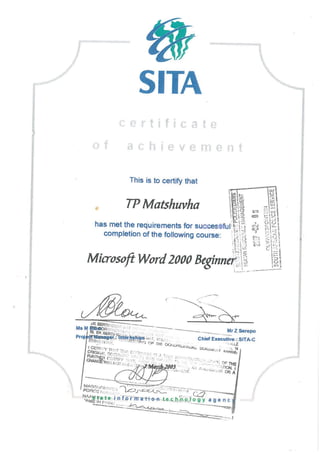 SITA certificates | PDF