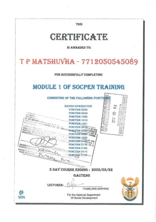SITA certificates | PDF