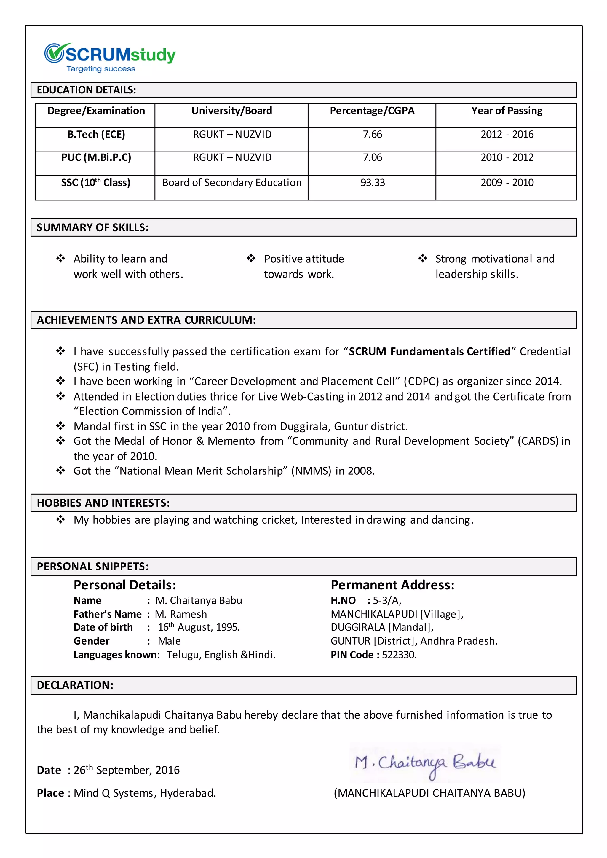 Chaitanya Manchikalapudi | DOCX | Technology & Computing