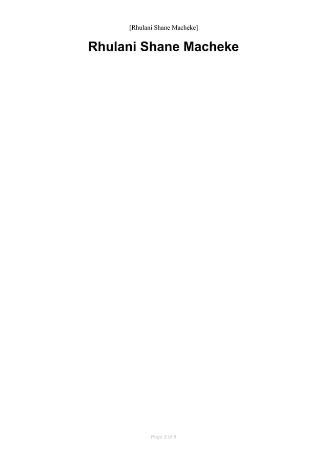 Rhulani Shane Macheke cv | DOC | Business Accounting & Finance | Business