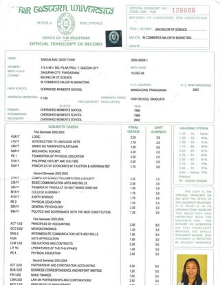 College Transcript of Records and College Diploma (2) | PDF
