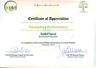 exemplary performance kashif saeed | PPT