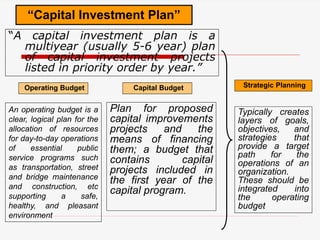 Capital Investment Plan for Local Government | PDF