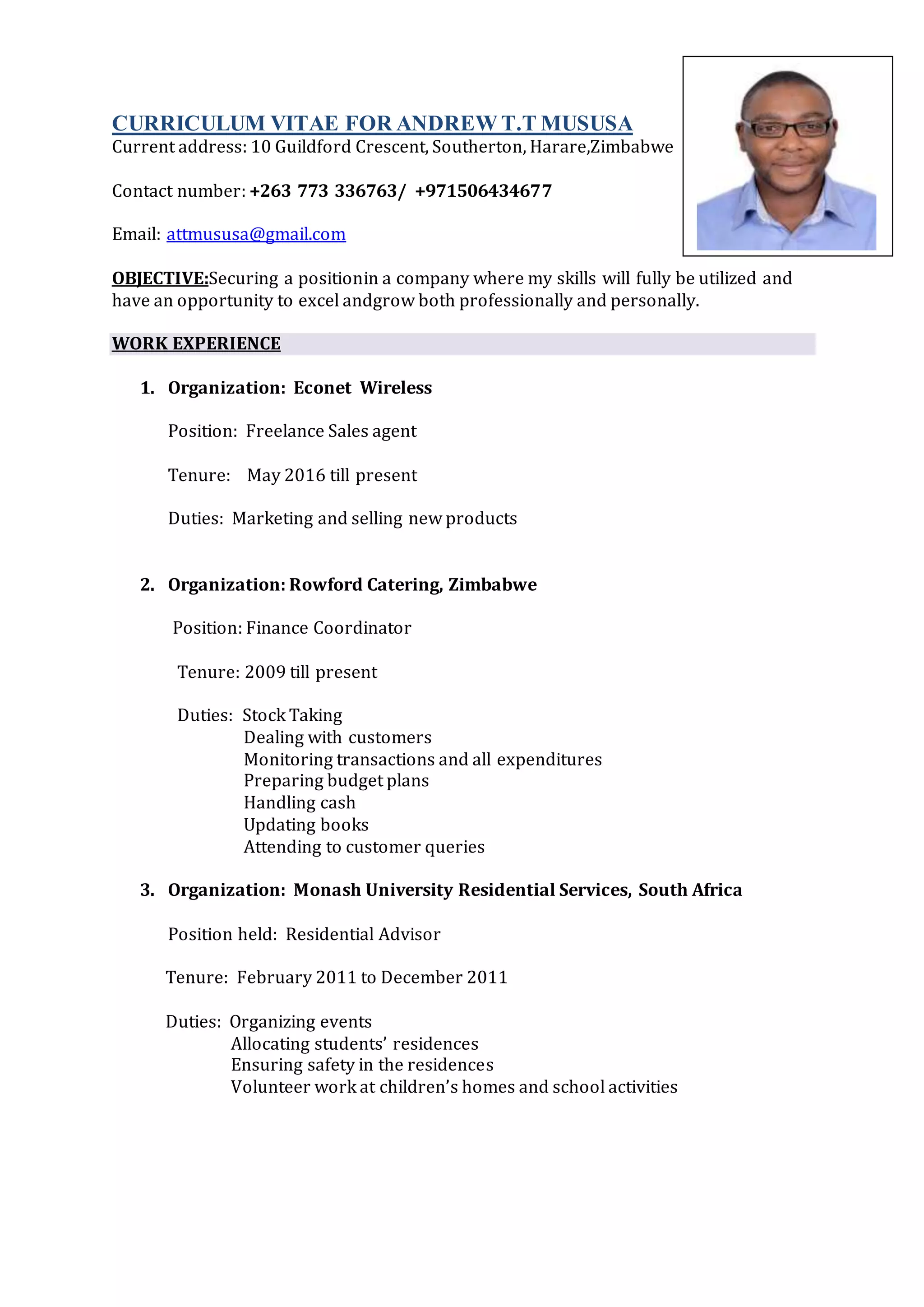 ANDREW CURRICULUM VITAE | PDF