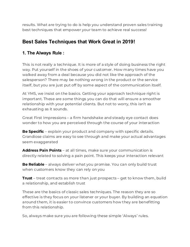 7 Actionable Sales Techniques That Work Great In 2019