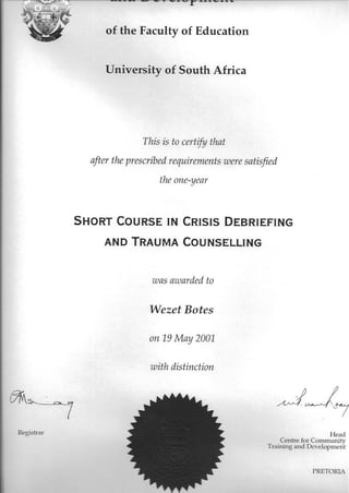 UNISA debriefing & trauma counselling | PDF