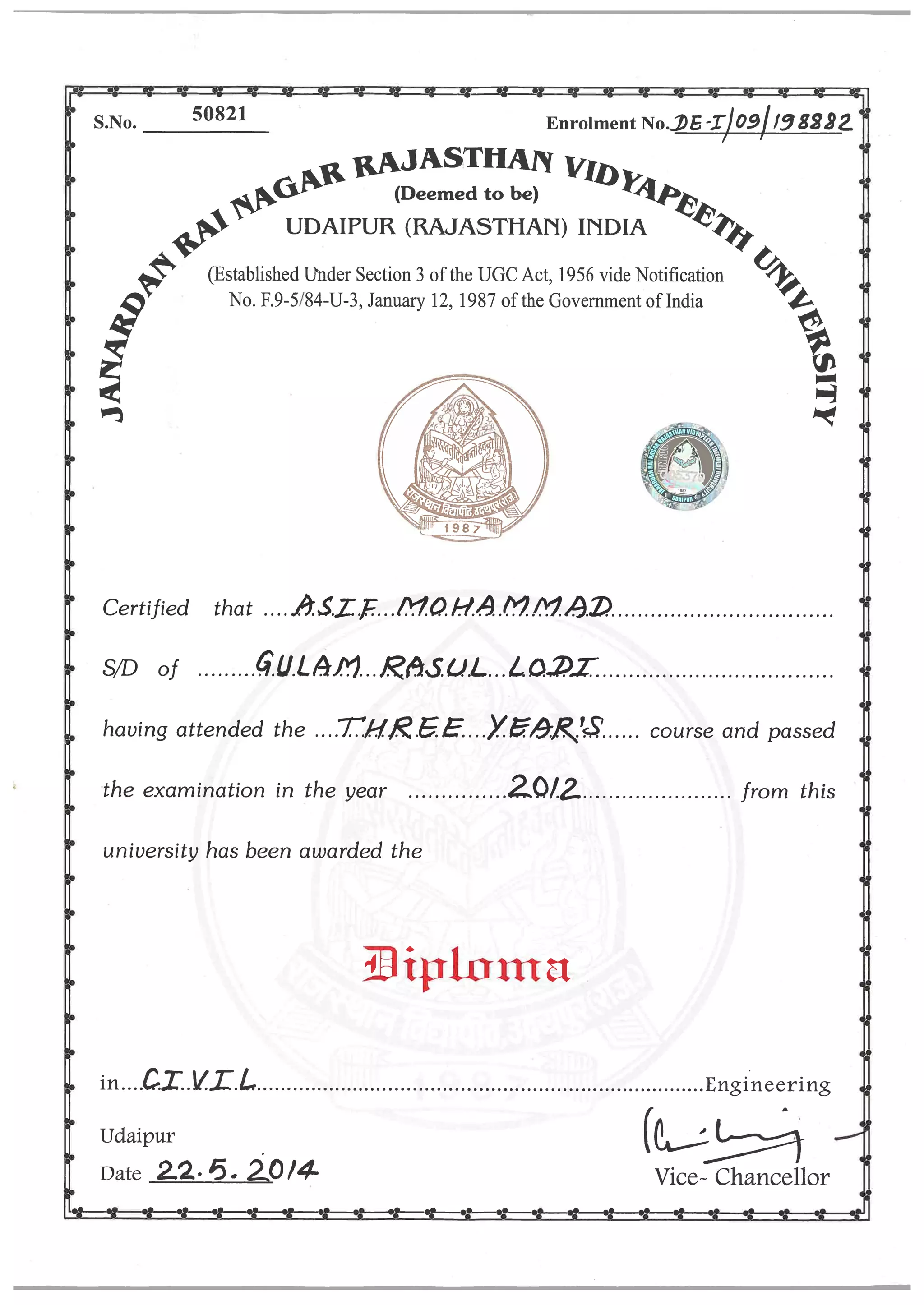 Civil Diploma And Marksheet | PDF