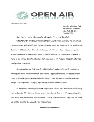 Grand Opening Press Release | PDF