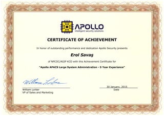 Erol Savas - Apollo Certificate | PPT