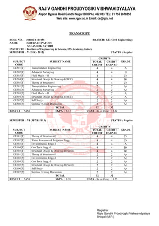 Undergraduation Transcript | PDF