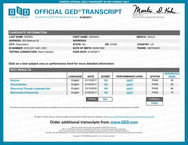 ged transcript | PDF