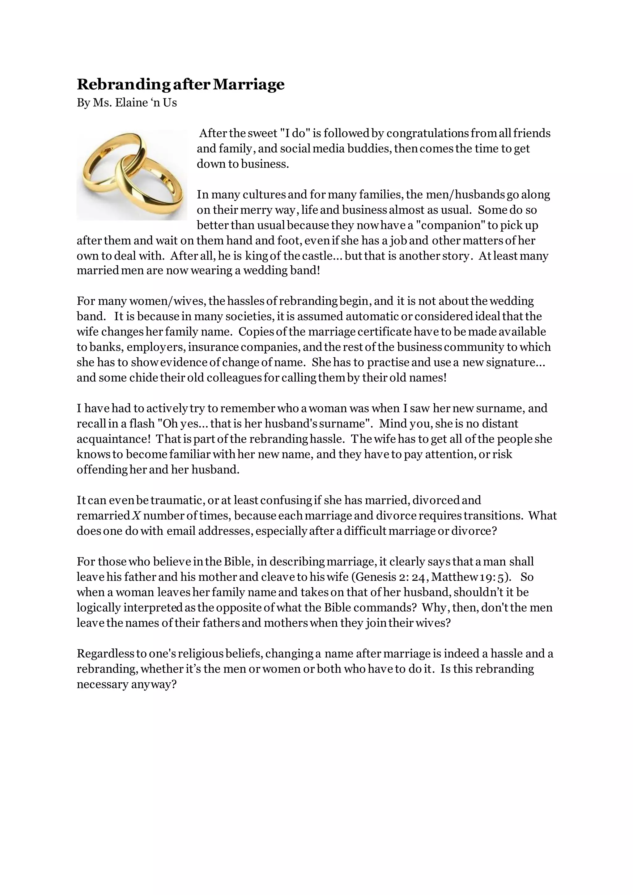 Rebranding after Marriage | PDF