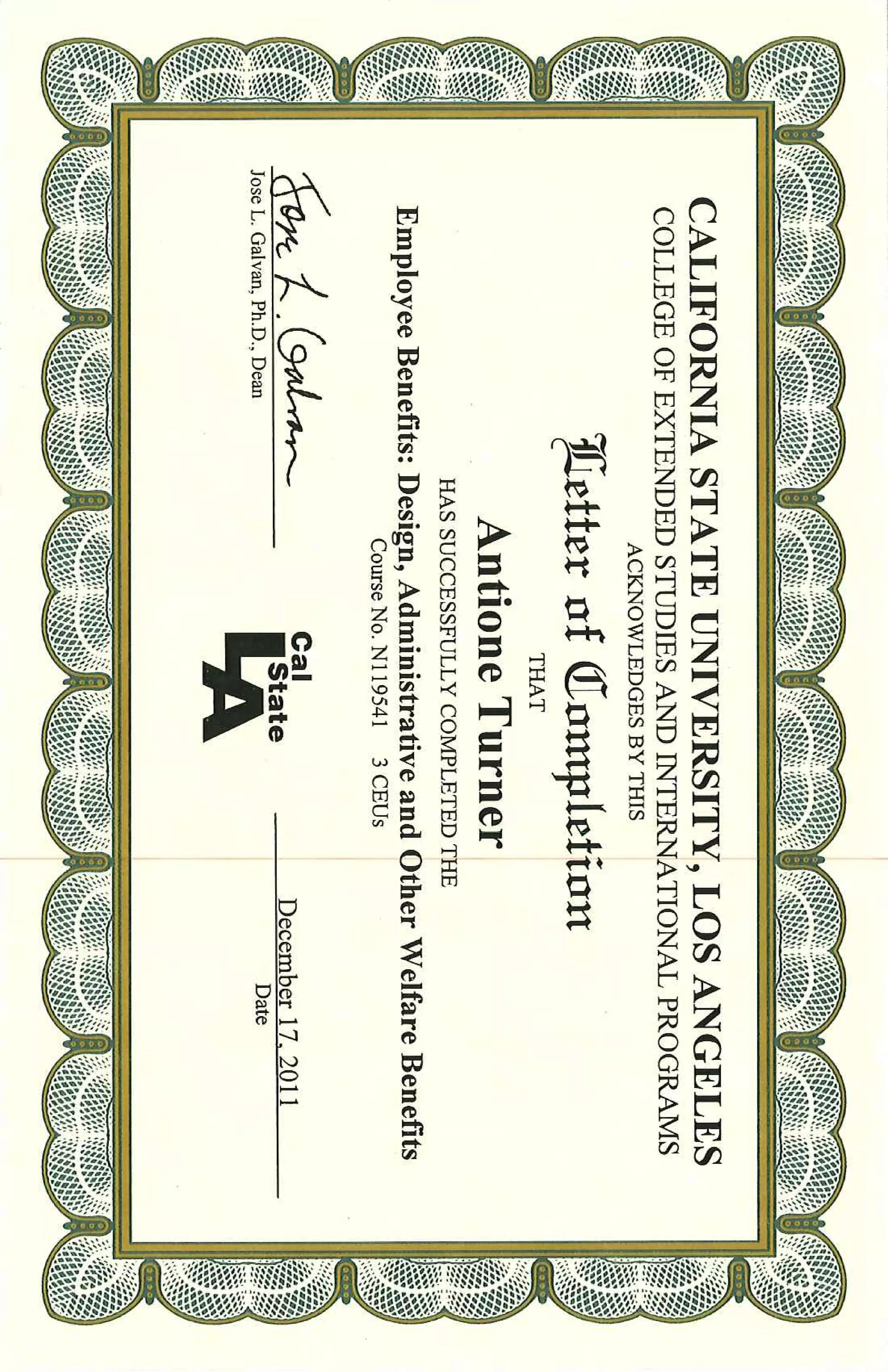 Certified Employee Benefits Certificate of Completion | PDF