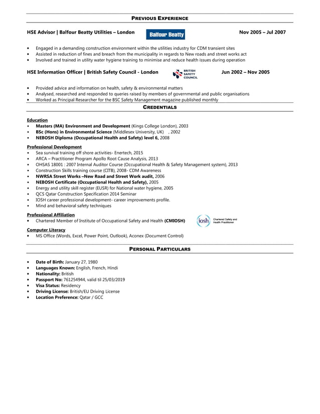 Shafik Janhangeer - Resume -HSE Practitioner | PDF