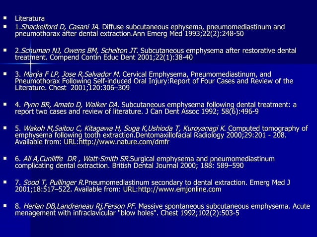 Subcutaneous emphysema as a complication of tooth extraction ...
