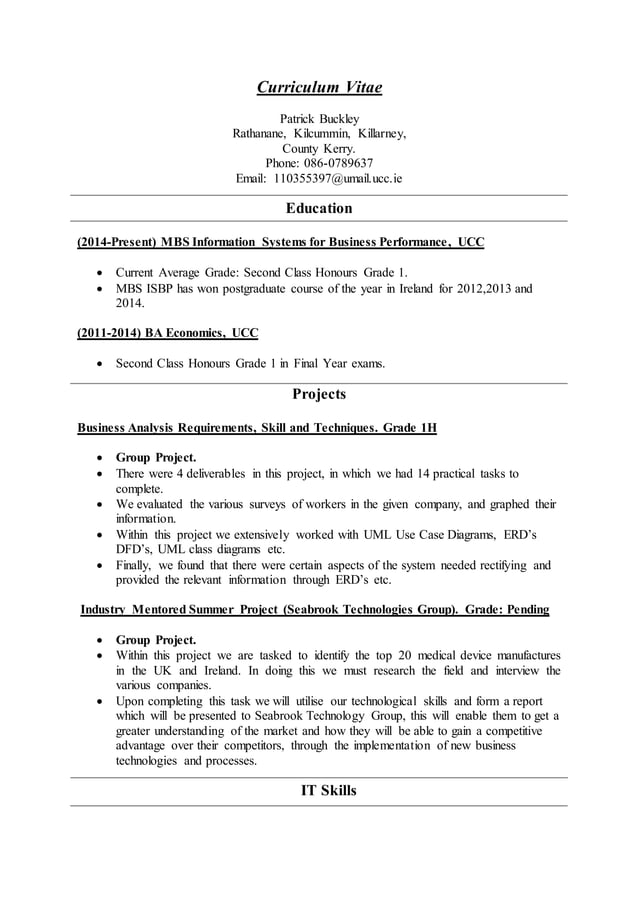 Patrick Buckley CV June 2015 | DOCX