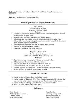 Patrick Buckley CV June 2015 | DOCX