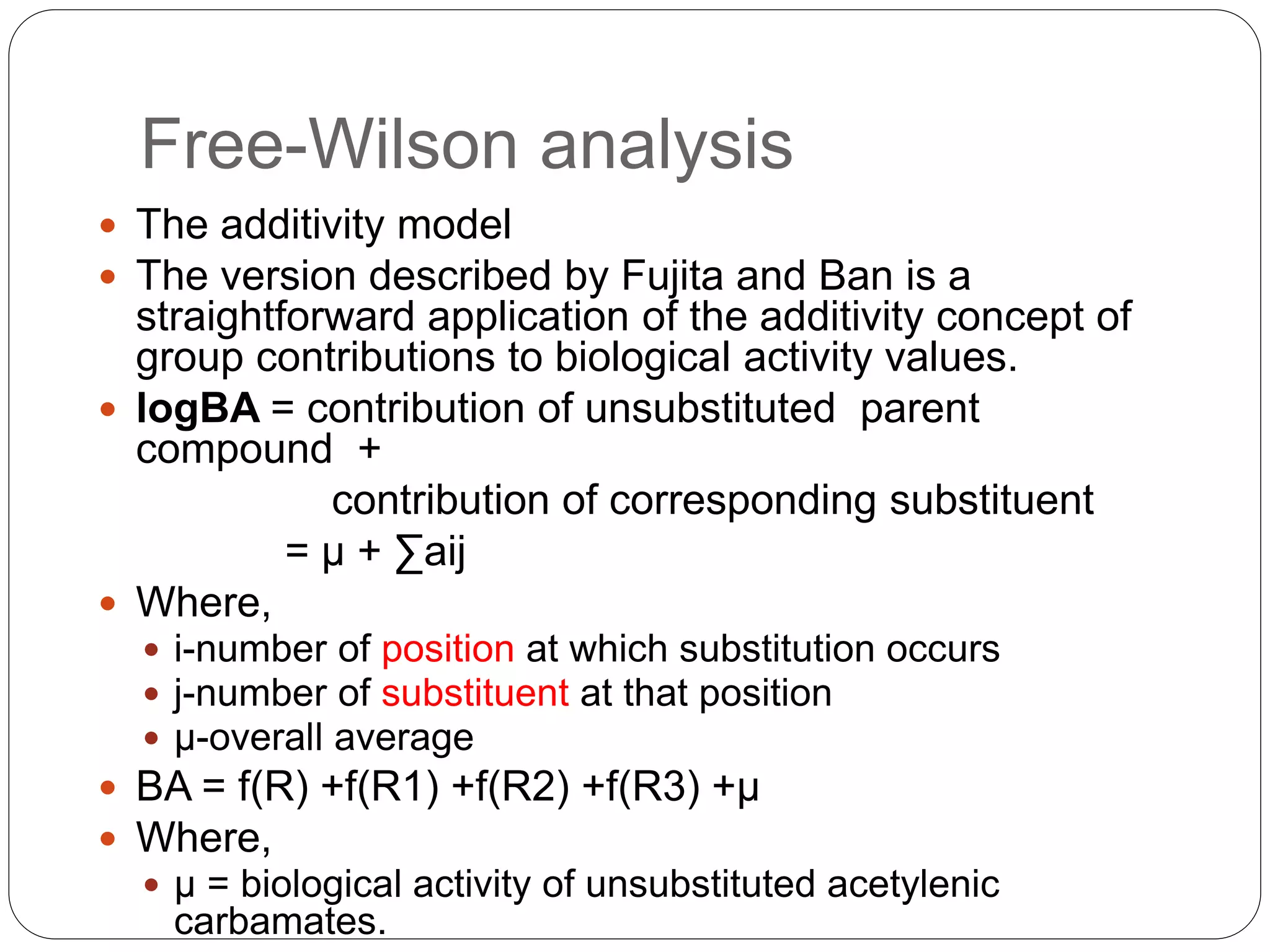 Hansch and Free-Wilson QSAR Models | PPTX