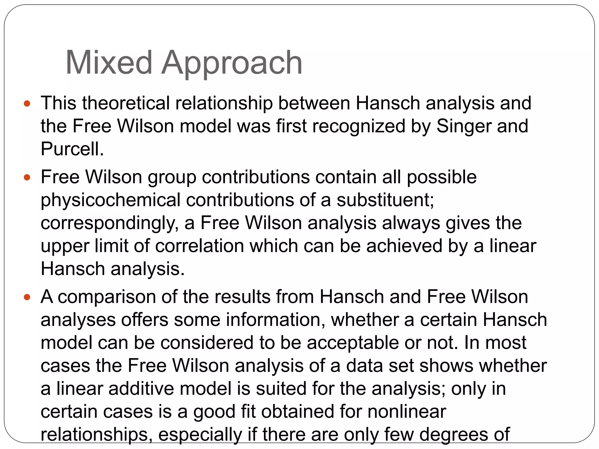 Hansch and Free-Wilson QSAR Models | PPTX