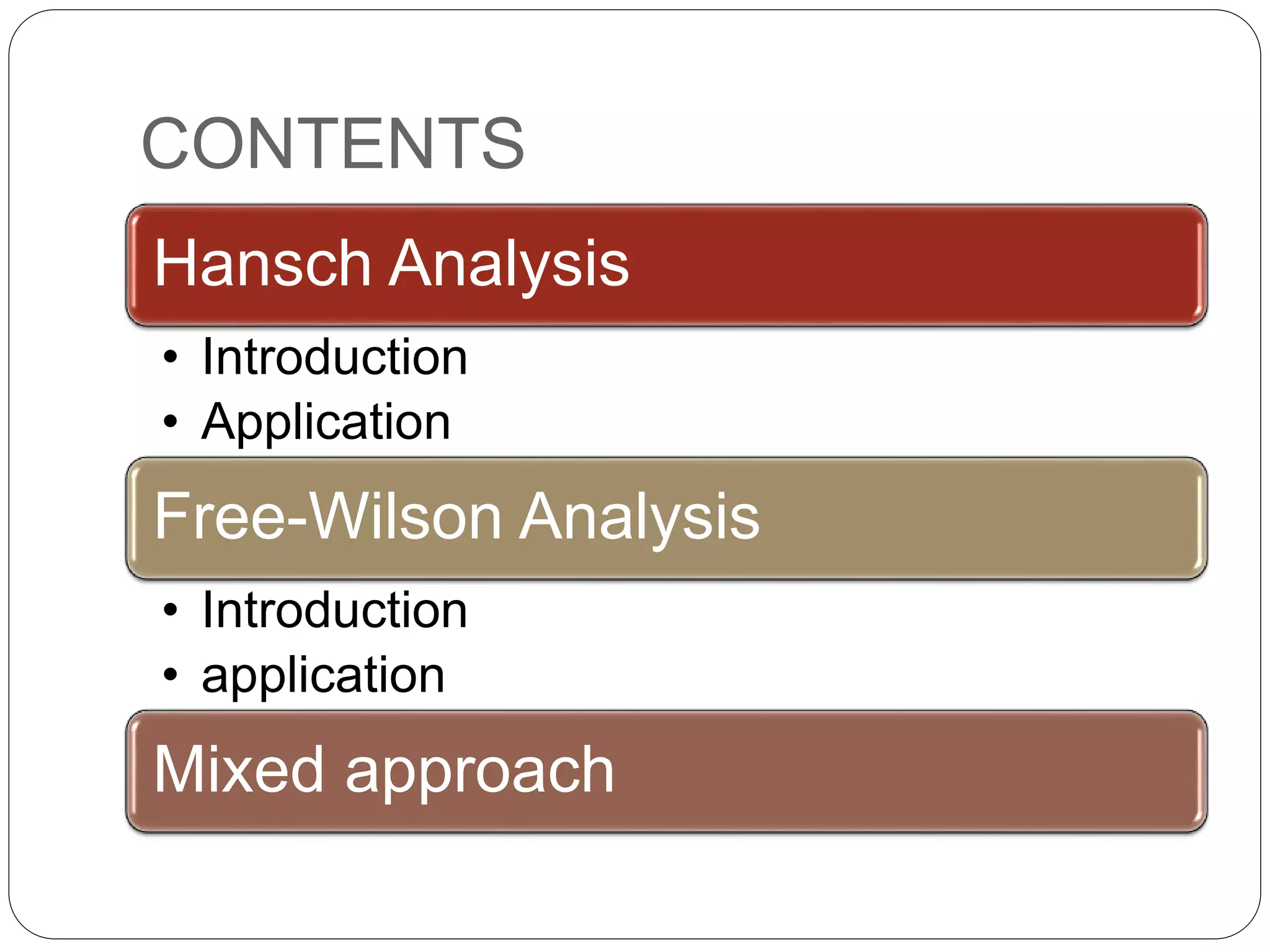Hansch and Free-Wilson QSAR Models | PPTX