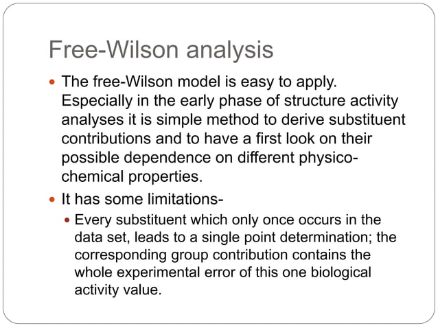 Hansch and Free-Wilson QSAR Models | PPTX