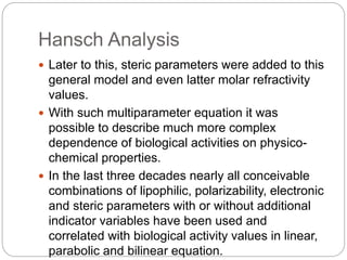 Hansch and Free-Wilson QSAR Models | PPTX