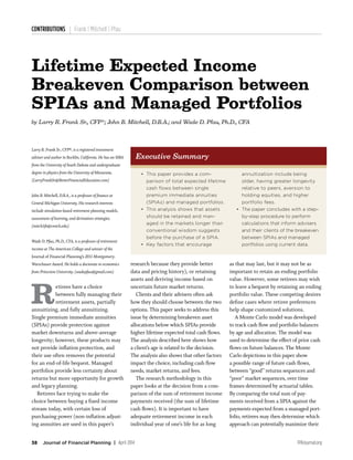 7a Lifetime Expected Income Breakeven Comparison between SPIAs and ...