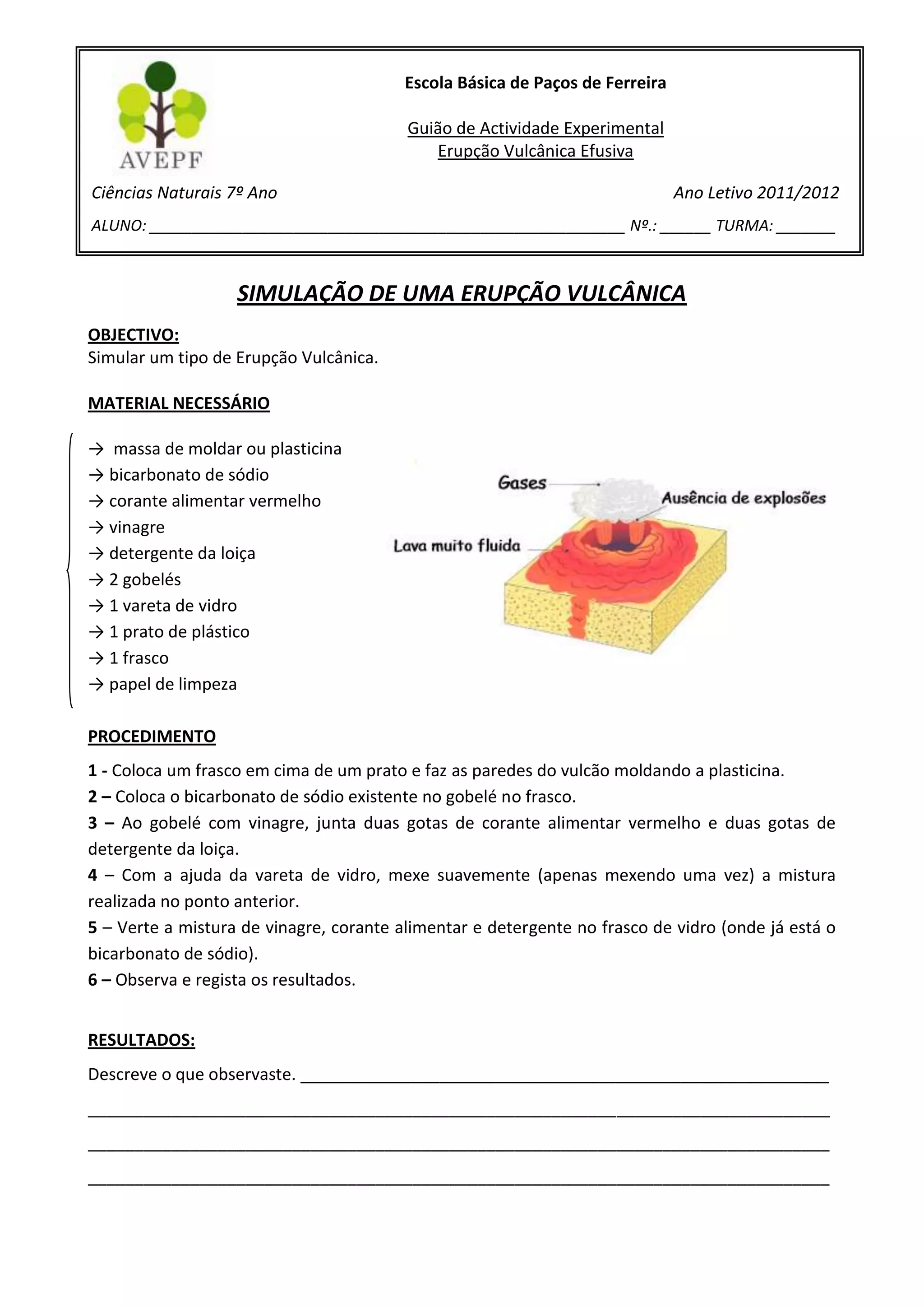 7ºano actividade nº2 - erupção efusiva | DOC