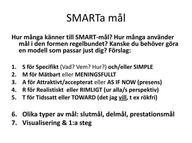 7 minuter SMARTa mål | PPTX