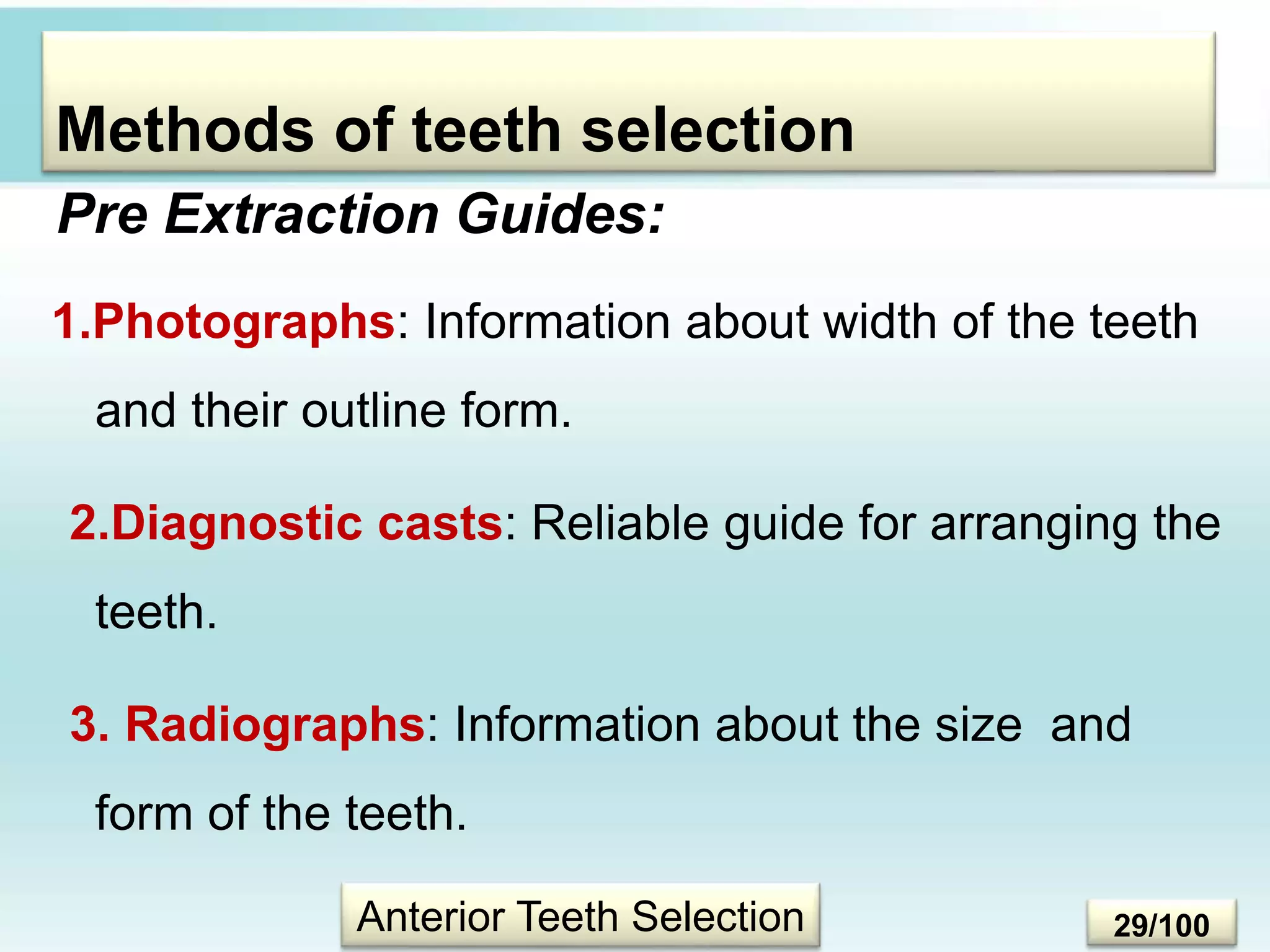 anterior teeth selection | PPTX