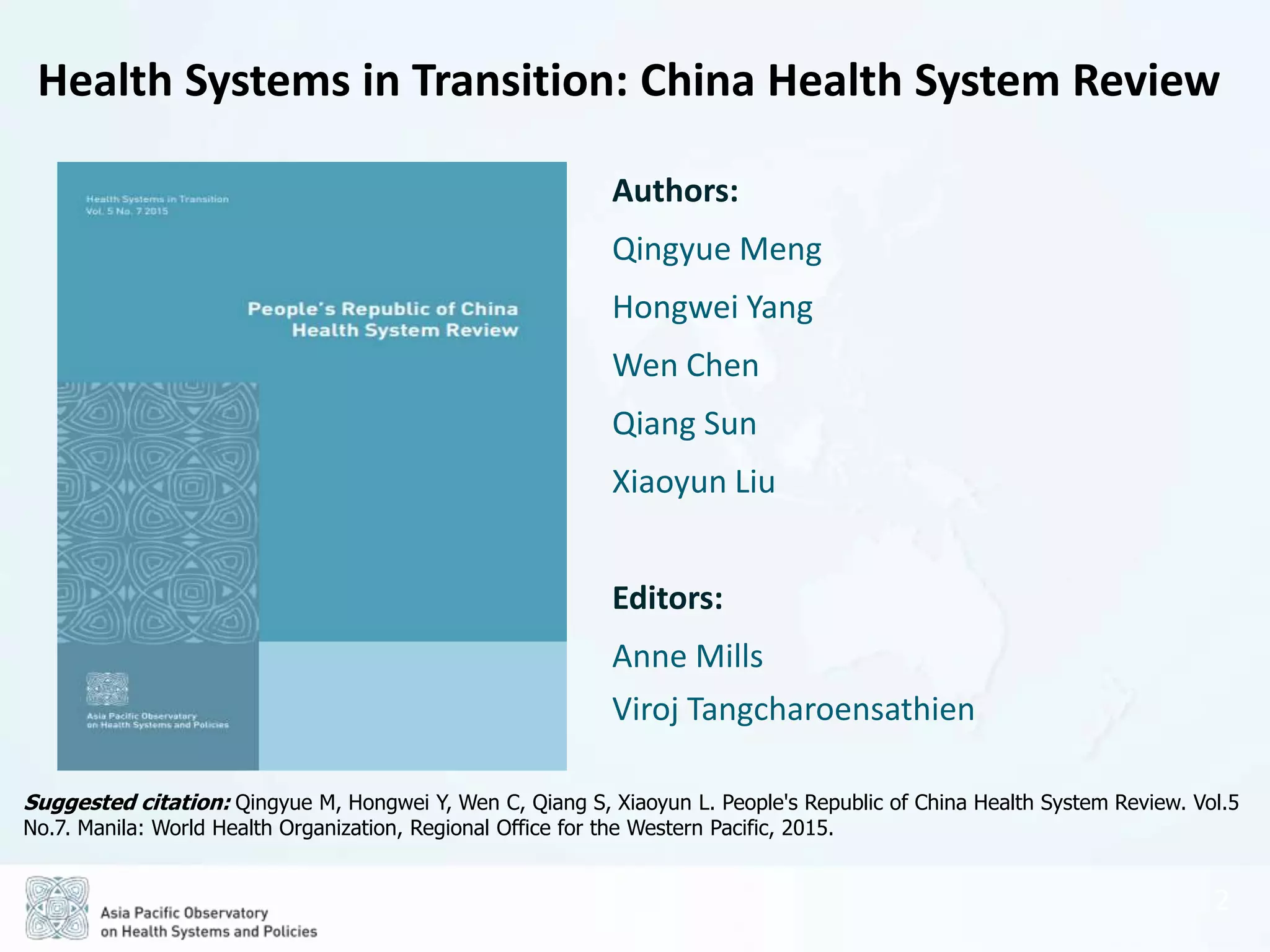 APO People's Republic of China Health System Review (Health in ...