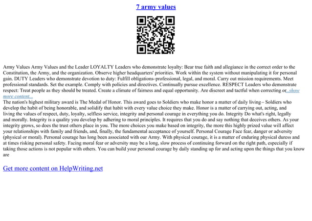 7 Army Values | PDF