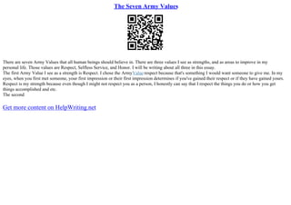 7 Army Values | PDF