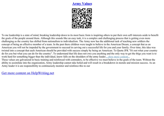 7 Army Values | PDF