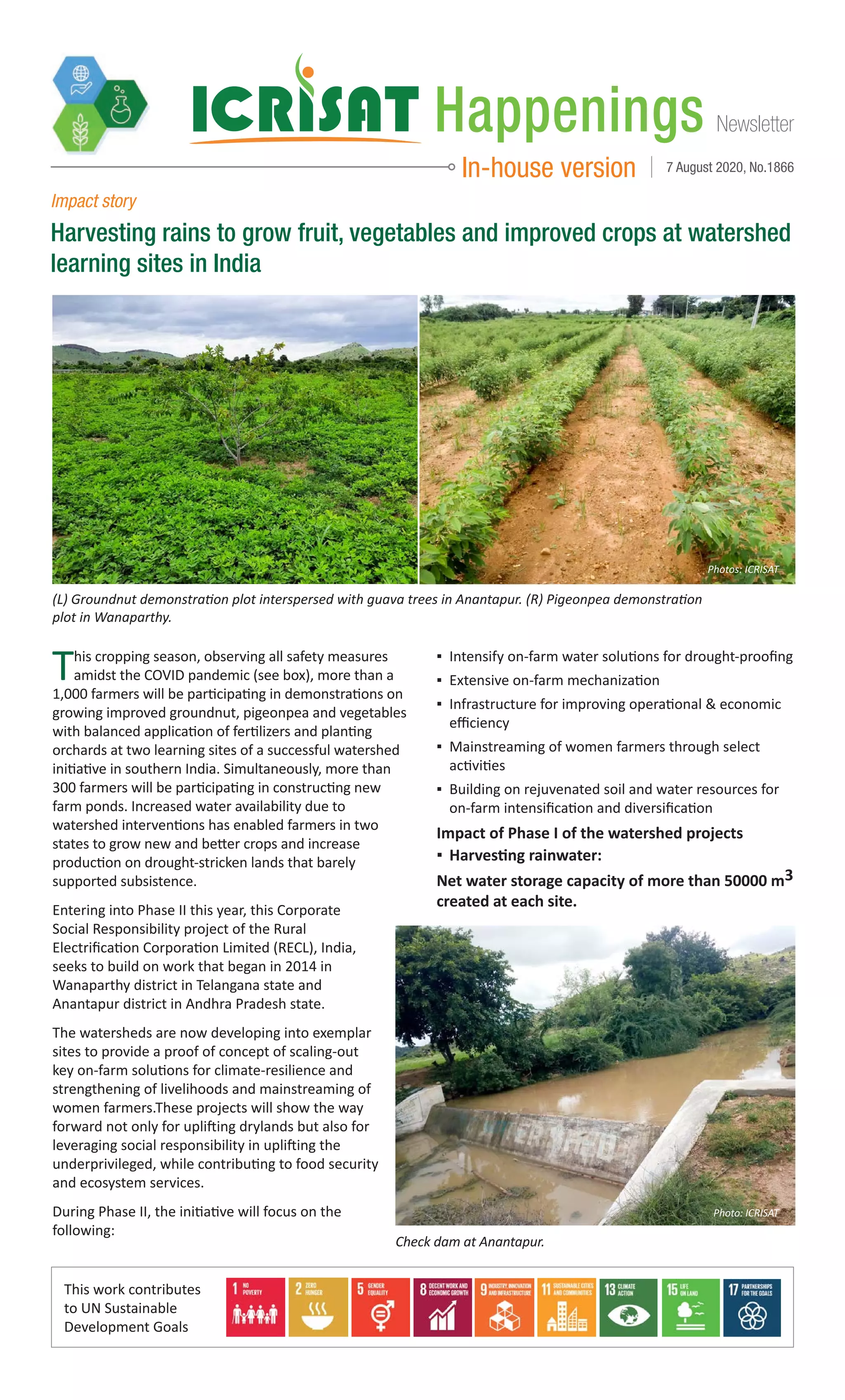 Harvesting rains to grow fruit, vegetables and improved crops at ...
