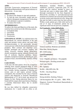 Ayurvedic Conservative Management of External Thrombosed Haemorrhoids A ...