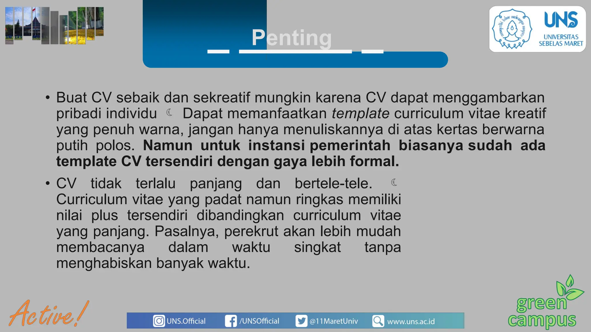 MATERI CURICULLUM VITAE UNTUK PRESENTASI | PPTX