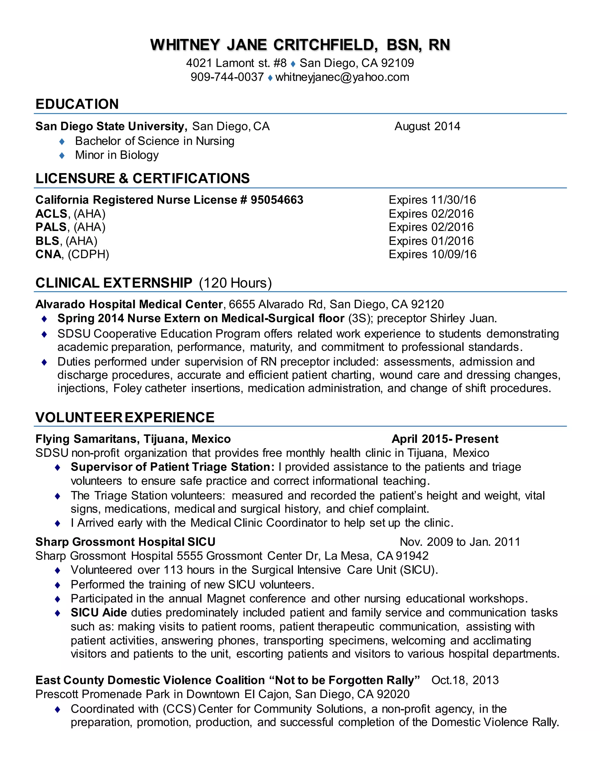 RN RESUME New Grad draft 1 | DOCX | Healthcare Industry | Industries