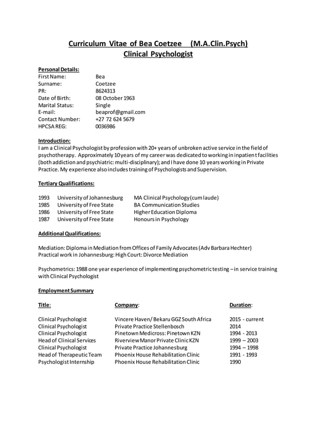 Curriculum Vitae 2016 | PDF