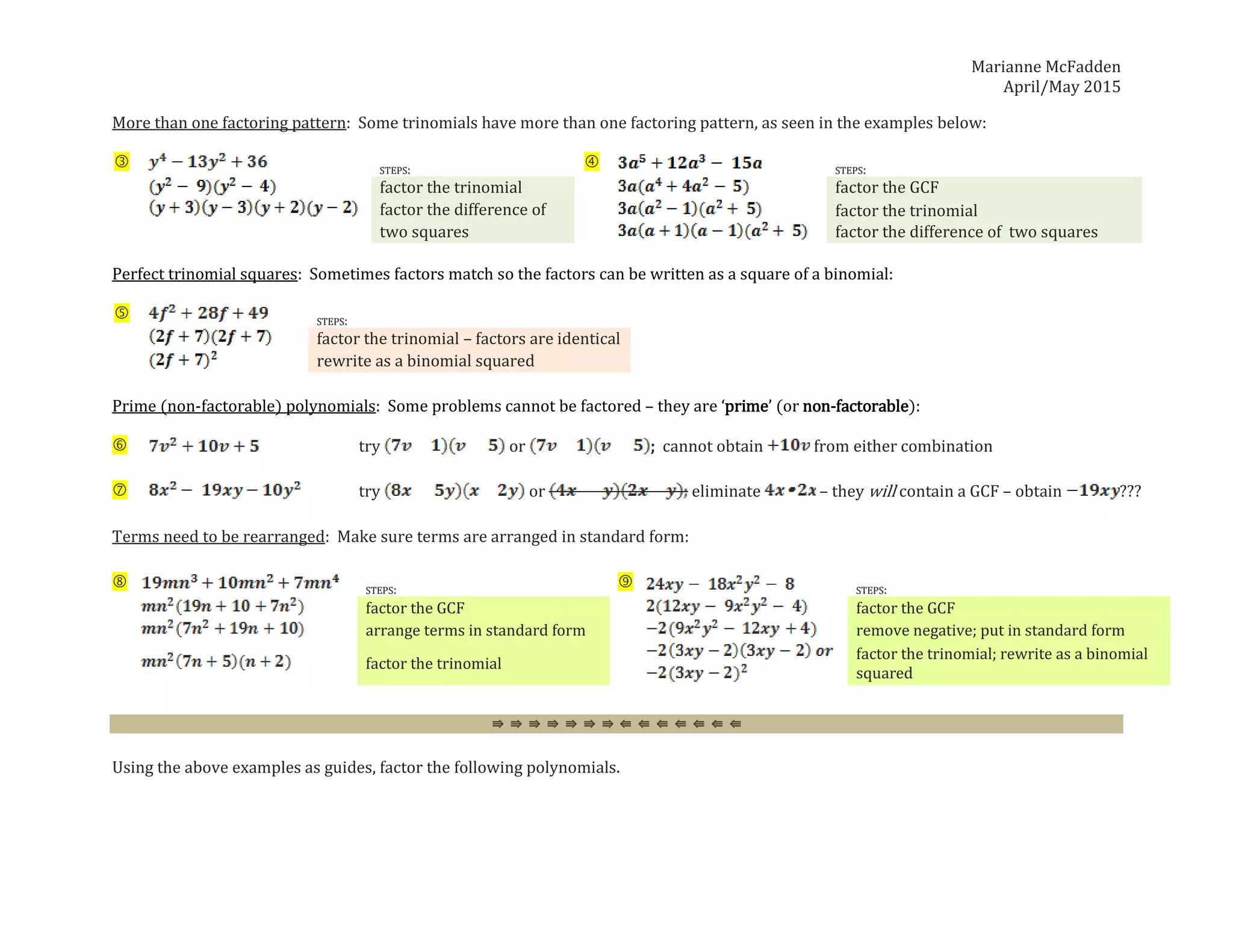 trinomials factoring | PPT