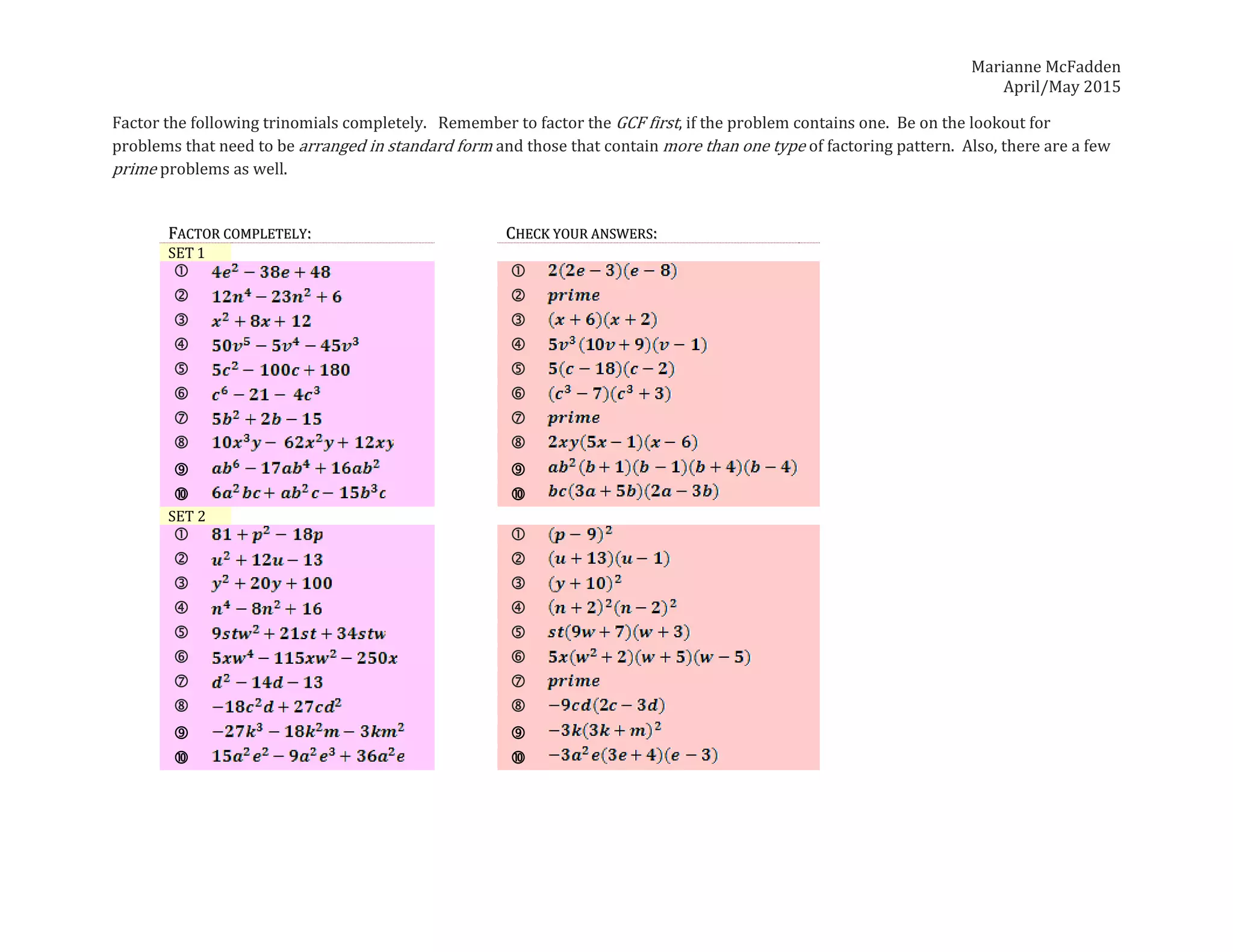 trinomials factoring | PPT